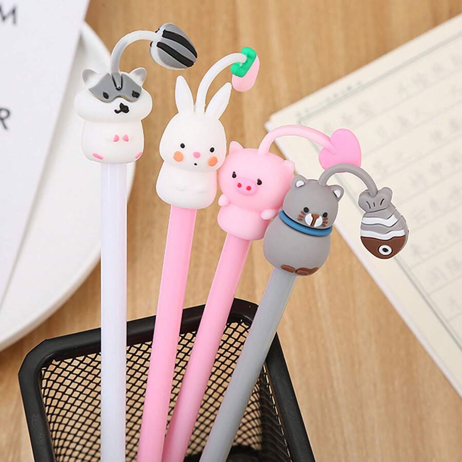 1pc Cute Animal Neutral Pens, Gel Pen -0.5mm Fine Tip - Rabbit, Cat ...