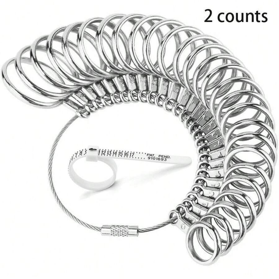 2 Counts Ring Size Measuring Tool Kit With Alloy Ring And Ring ...