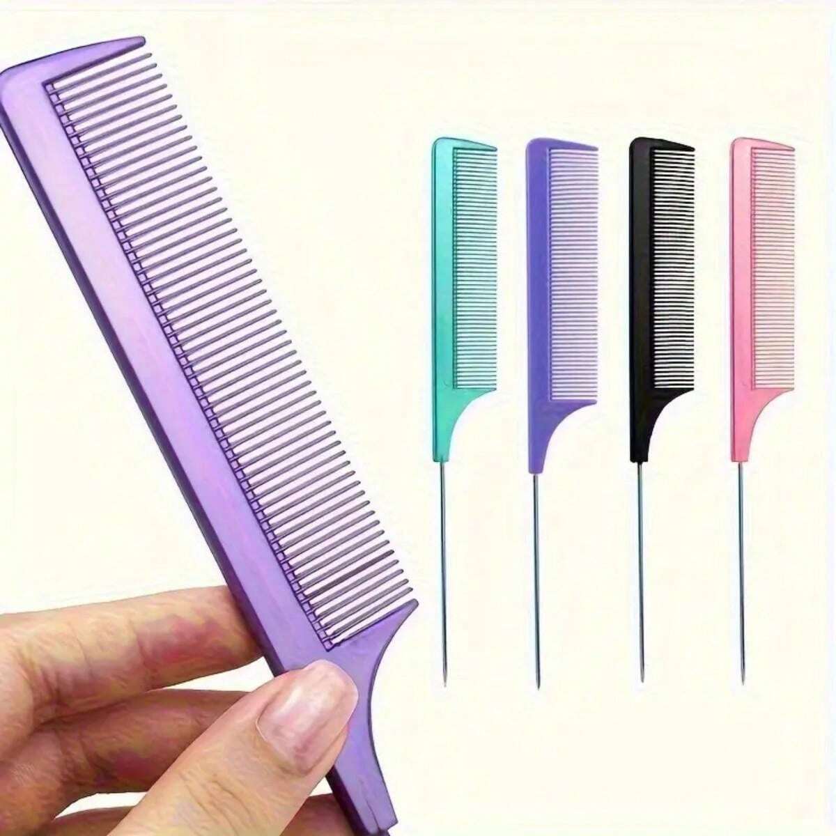 Professional Rat Tail Comb With Stainless Steel Pins - Fine Toothed ...