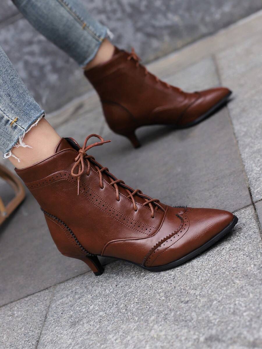 Stivaletti alla caviglia con lacci e punta affusolata per donna, colore ...