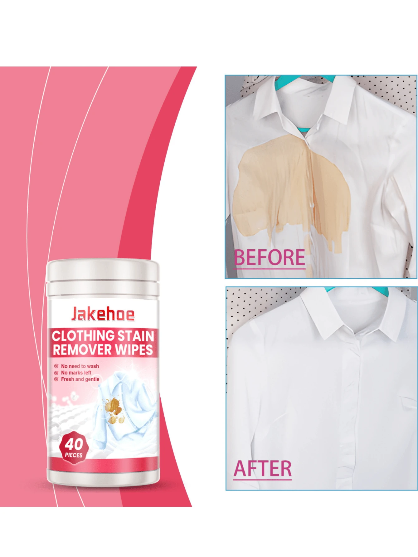 Clothing Stain Removing Wet Wipes, Gentle Cleaning For Oil And Dirt ...