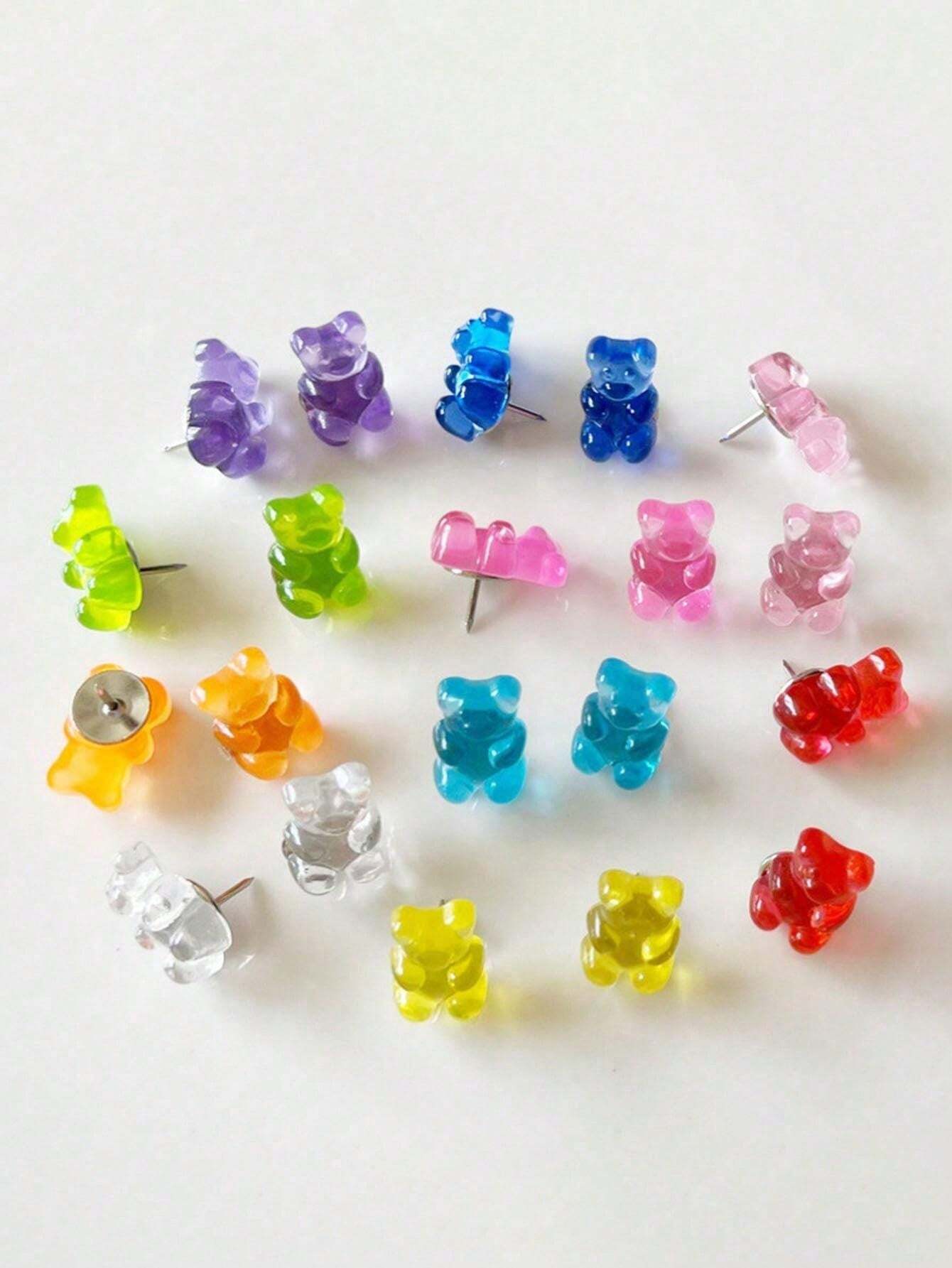10pcs Mixed Color Cute Cartoon Resin Teddy Bear Push Pins For Cork ...