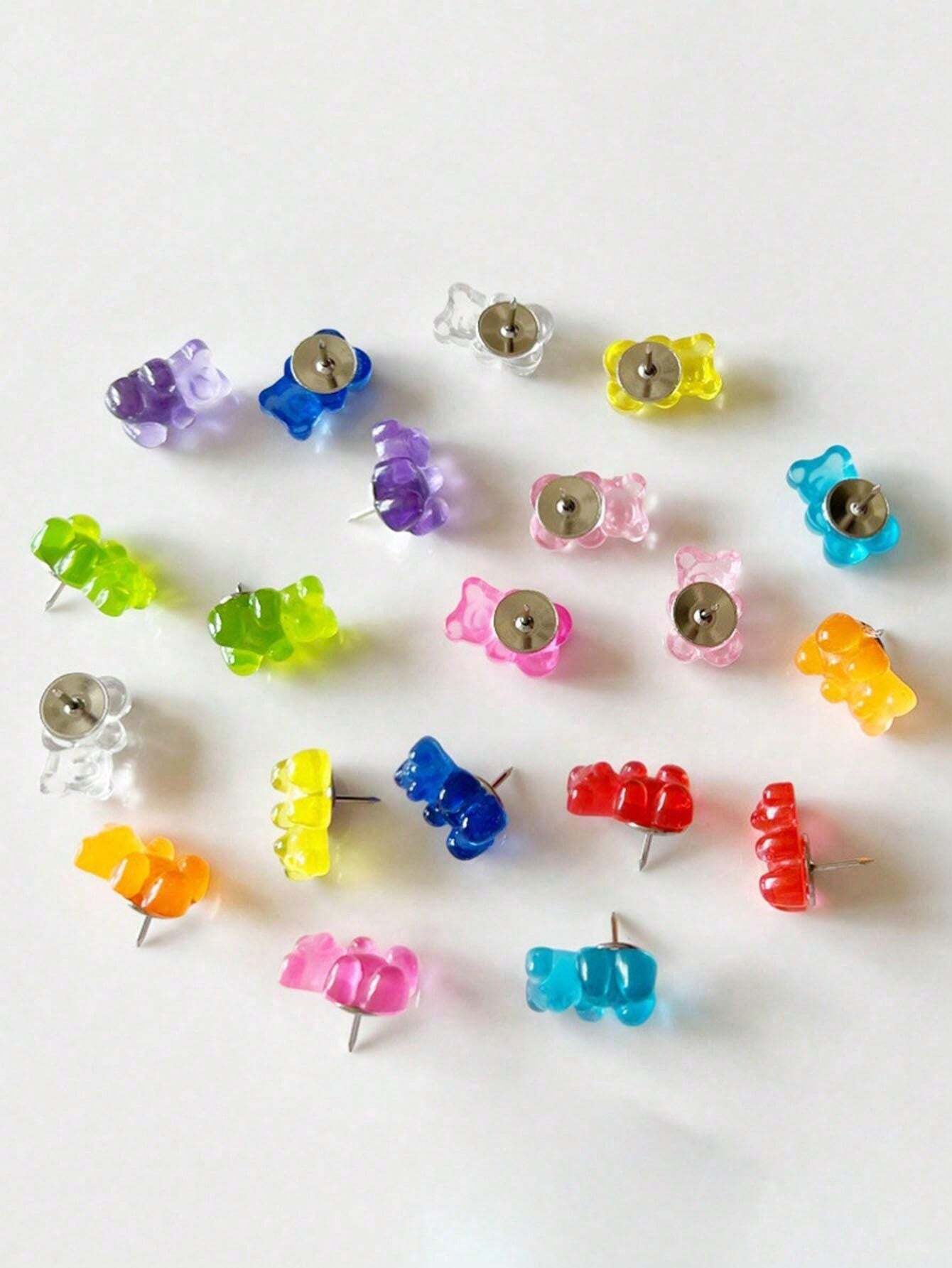 10pcs Mixed Color Cute Cartoon Resin Teddy Bear Push Pins For Cork ...