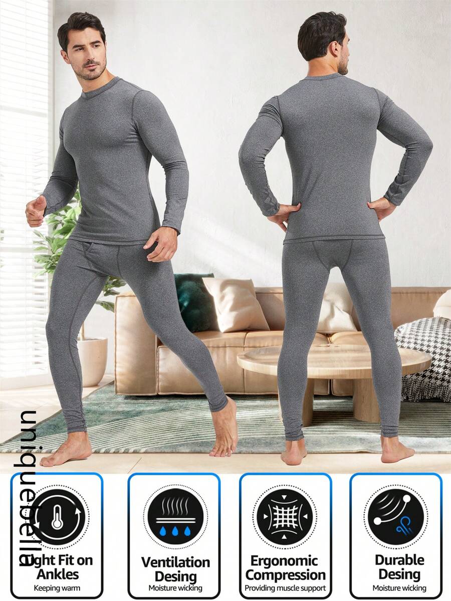 UNIQUEBELLA Conjunto de ropa interior térmica de 4 piezas para hombres ...