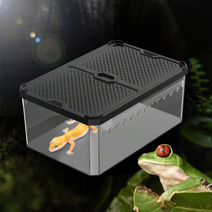 NOMOYPET Double-Opening Magnetic Sliding Cover Reptile Feeding Box ...