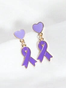 1 Pair Fashion Ombre Pink, Red, Orange, Purple Dopamine Heart Ribbon ...