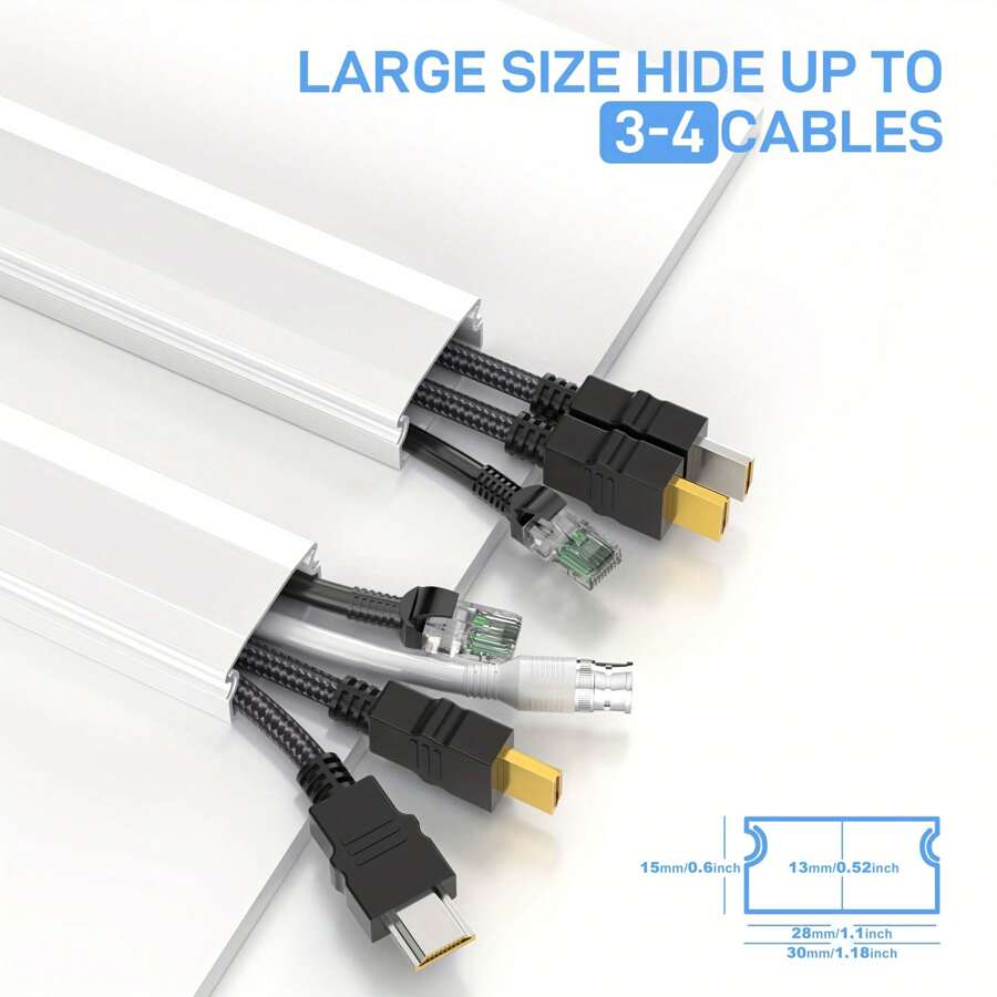 Cache-câble de 125 pouces, grand cache-câble mural, kit de gestion de ...