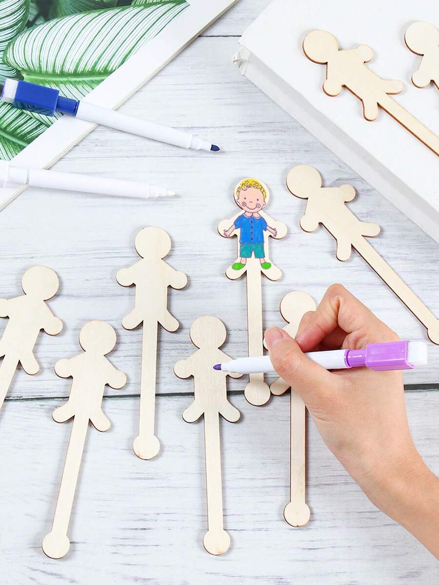 30pcs Craft Sticks Set, Wooden People Cutouts, DIY Craft Sticks For ...