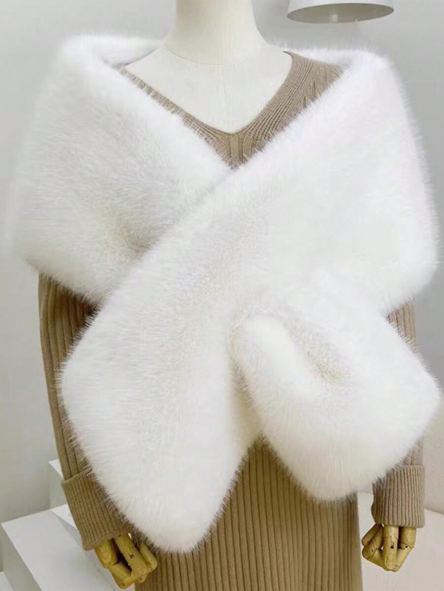 1pc Women Fluffy Shawl Collar Wrap, Suitable For Autumn/Winter Wedding ...