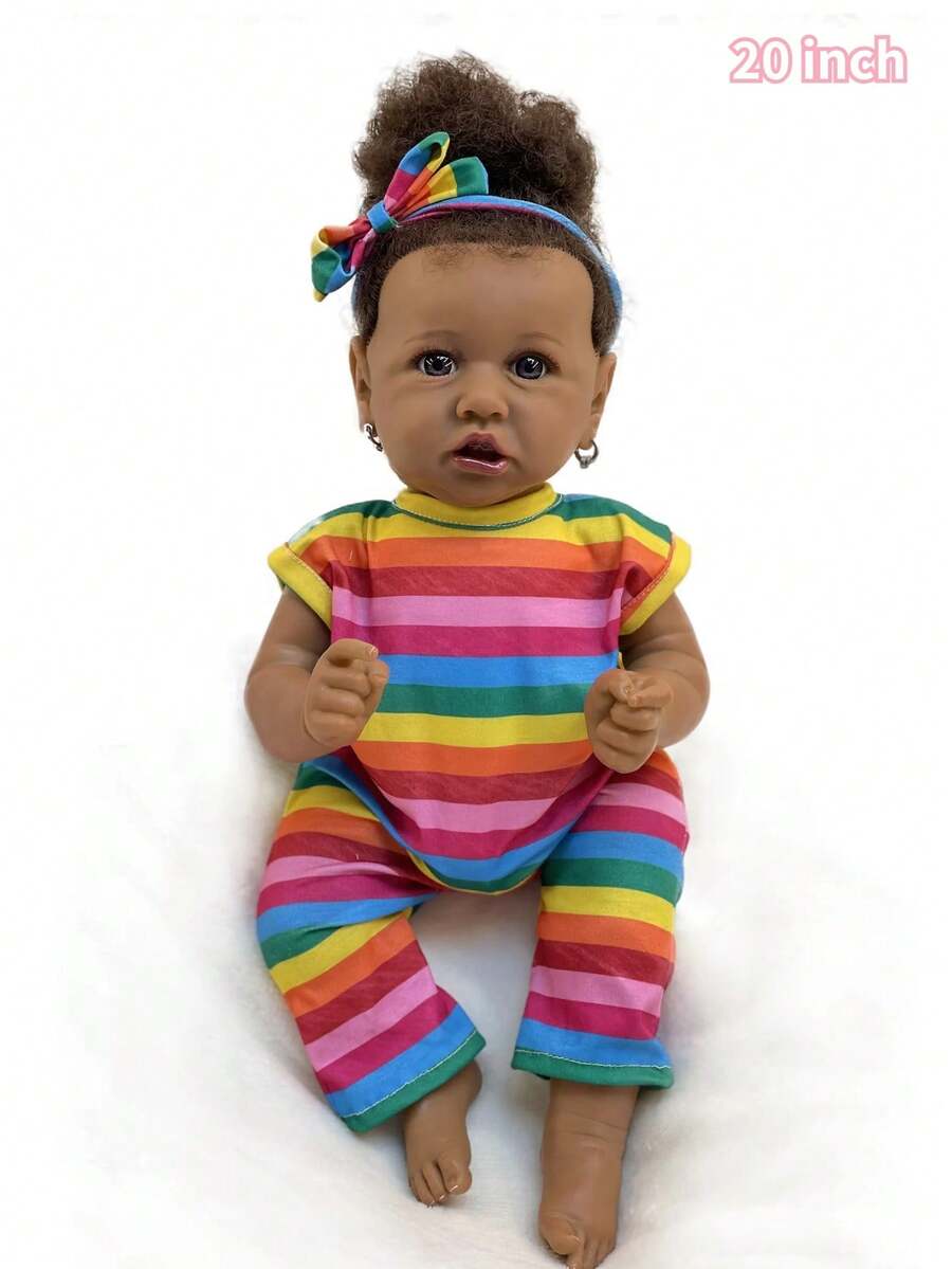 20 Inch Chocolate Skin Saskia Reborn Doll Handmade Open Eyes Realistic ...