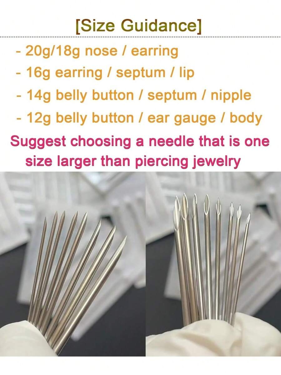 AVYRING 5Pcs Piercing Needles Piercing Needle Kit Ear Piercing Needle Nose Belly Button Piercing ...