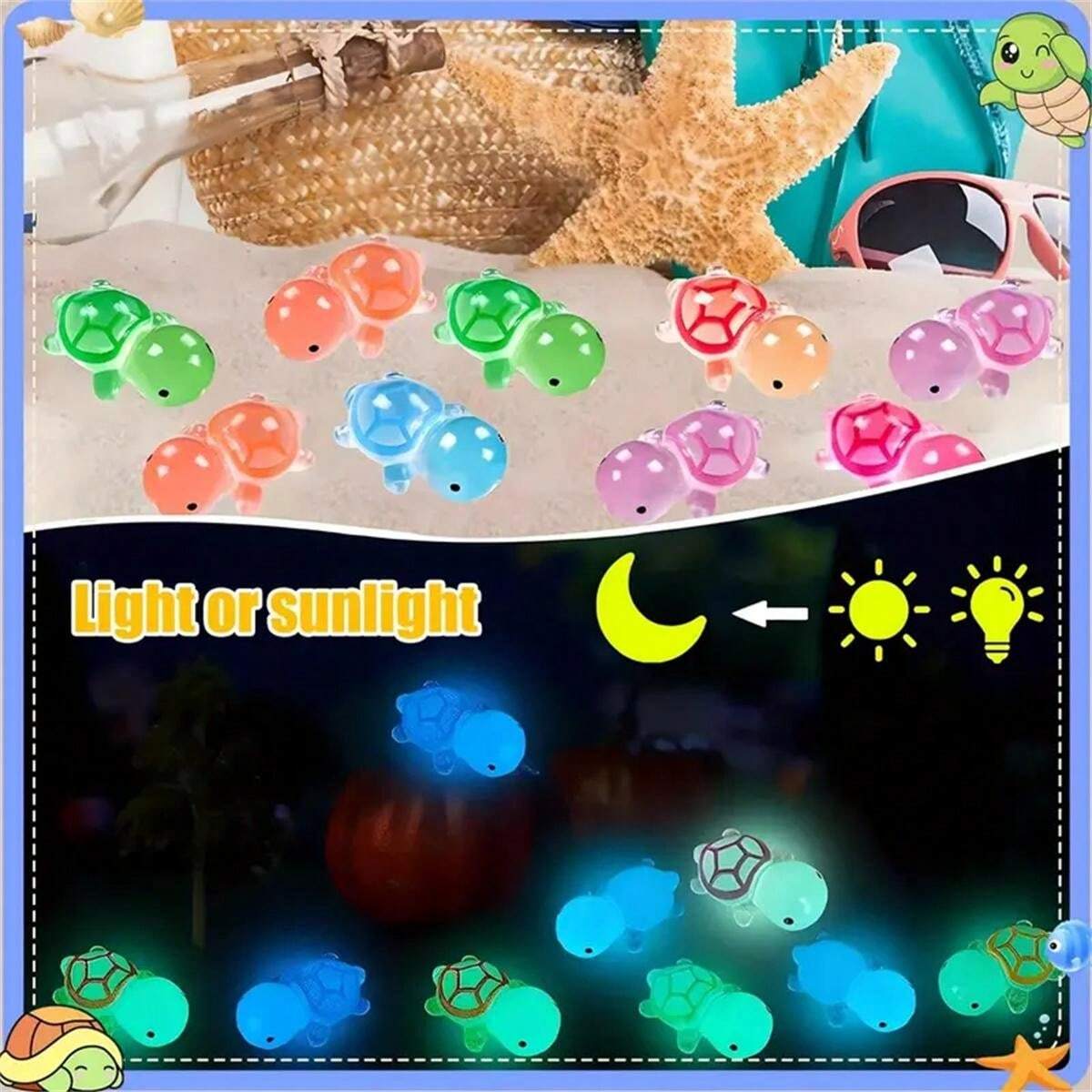 1/15pcs Glow-In-The-Dark Mini Sea Turtle Figurines - Cute Resin Turtles ...