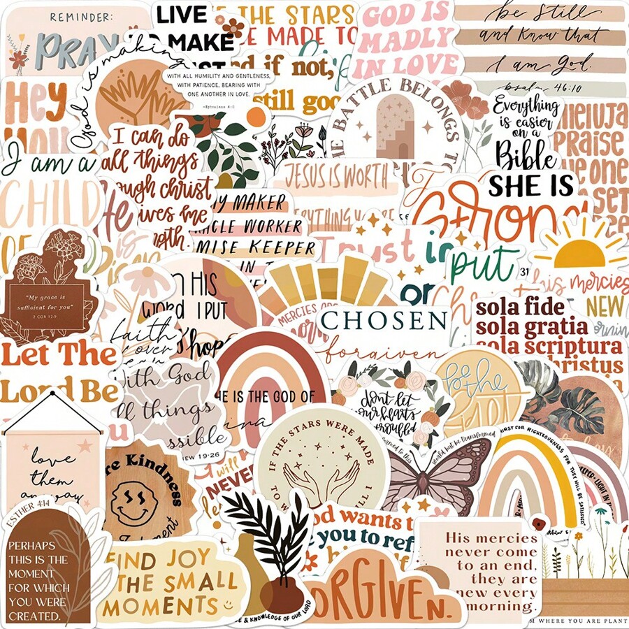 50Pcs Religious Ttickers Bible Verse Stickers Graffiti Stickers Boho ...