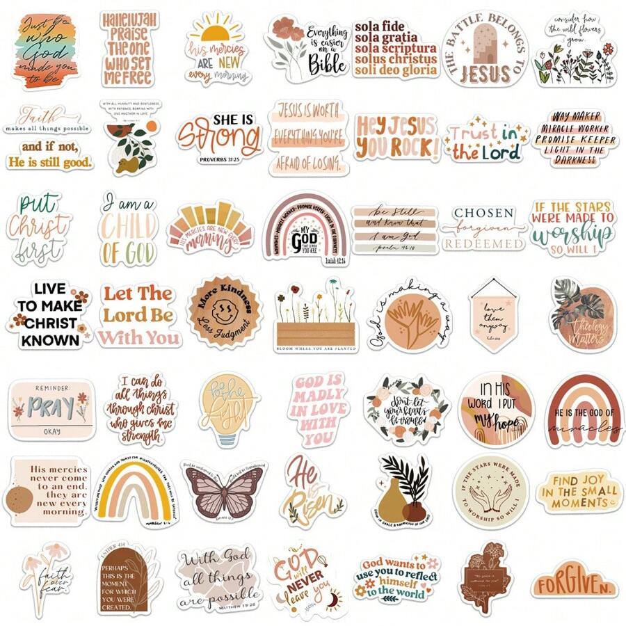 50Pcs Religious Ttickers Bible Verse Stickers Graffiti Stickers Boho ...