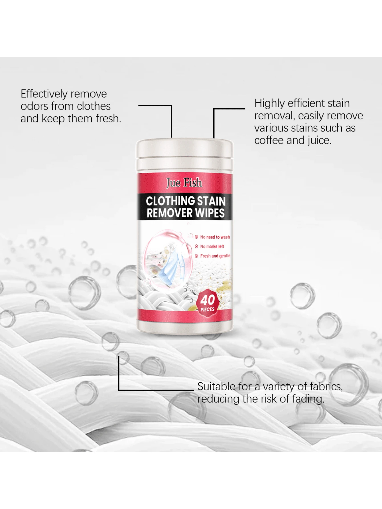 Clothing Stain Remover Wet Wipes, Gently Clean Stubborn Stains, Oil ...