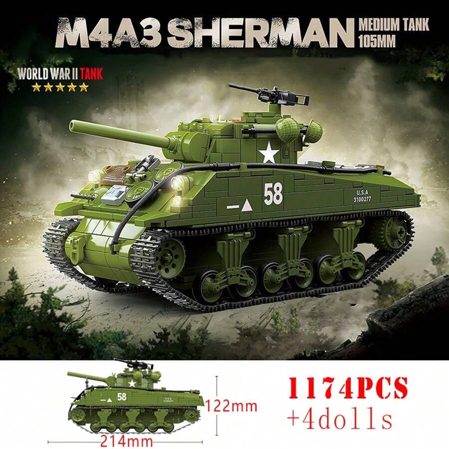 World WarII Weapons M4A3 SHERMAN Medium Tank Model CollectOrnaments ...