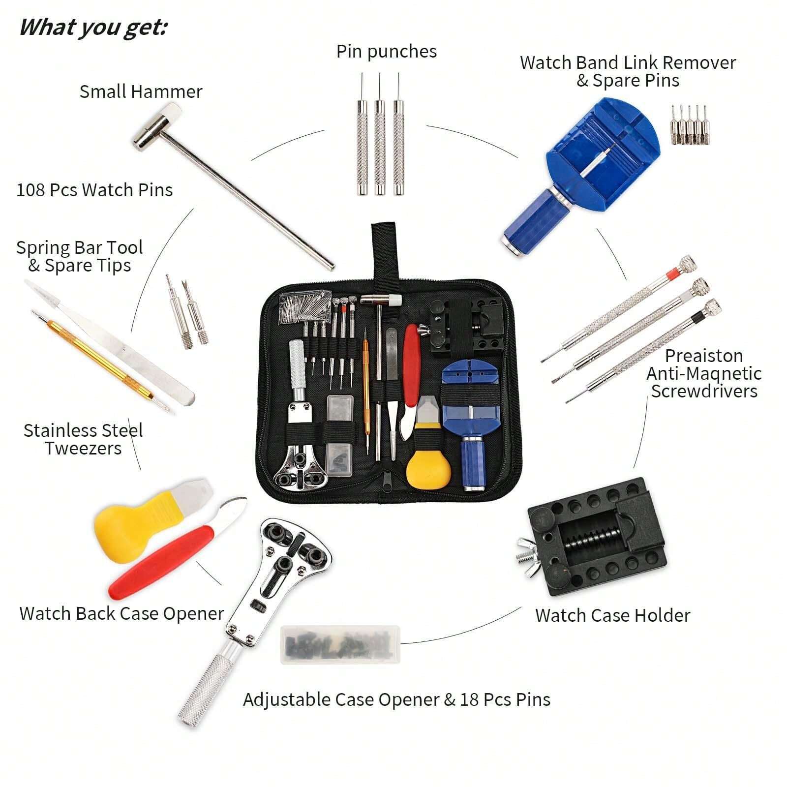 Watch Repair Tool Kit For Watchmaker, Case Opener Disassembly Set, Convenient Horologist Tool ...