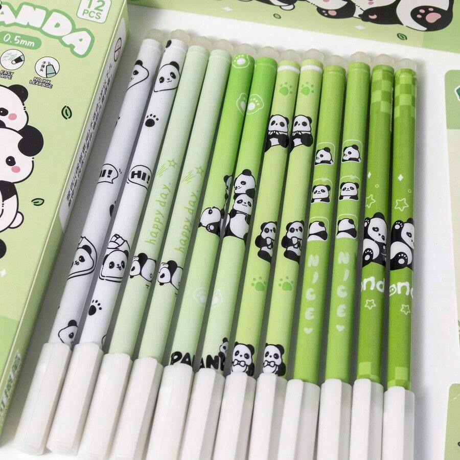 [12 Sets 1 Box] Cute Erase Paper Pen Panda Cap Primary School Students ...