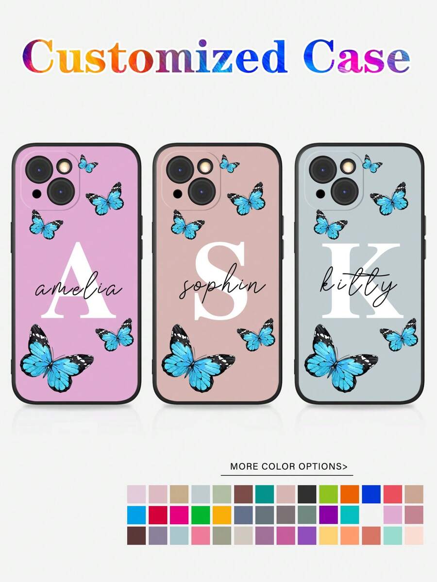 1pc Personalized Bow Graphic Letter & Signature Soft Phone Case, Thick ...