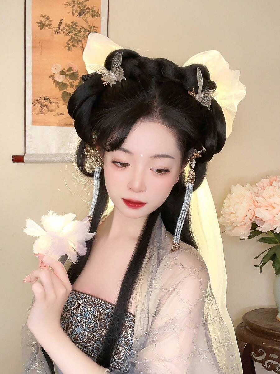 [Muning] Traditional Chinese Style Integrated Bun Wig, Classic Braided ...