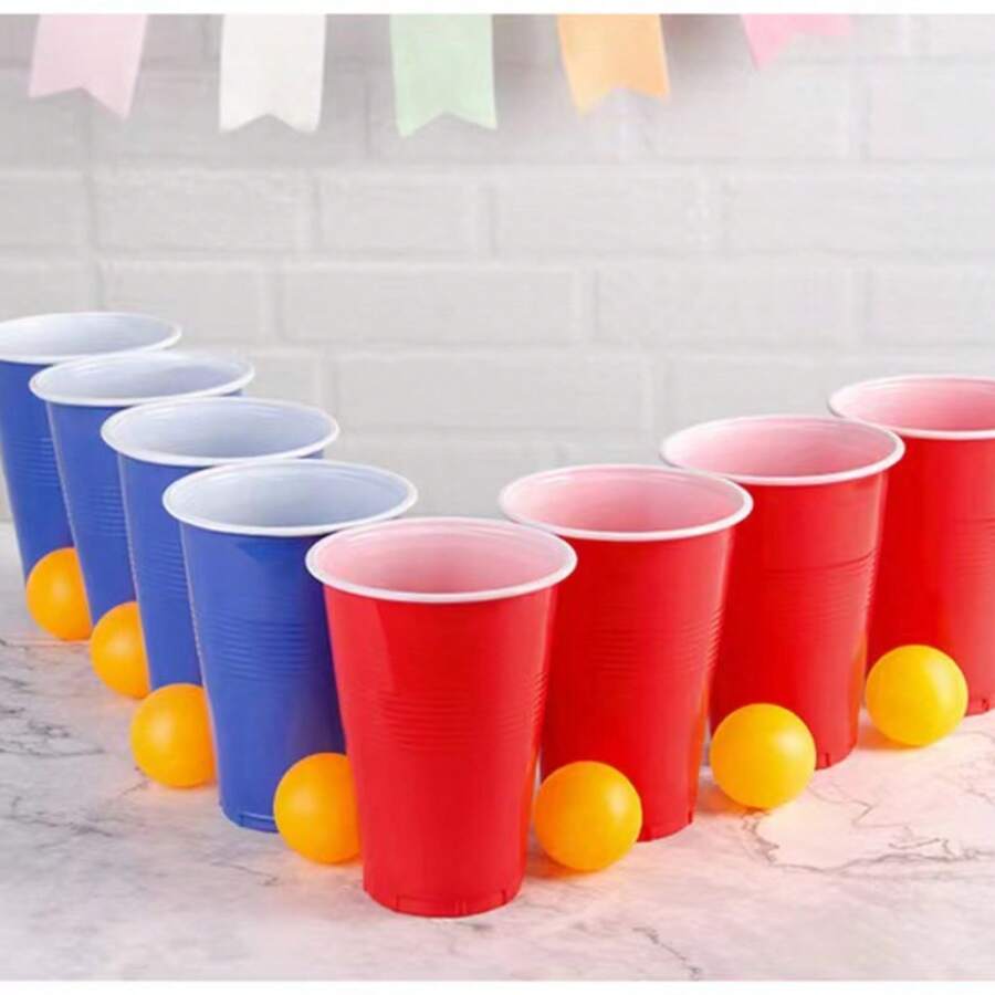 Beer Pong Party Adult Ball Game Set, 12pcs Beer Cups (Red 6pcs/Blue ...