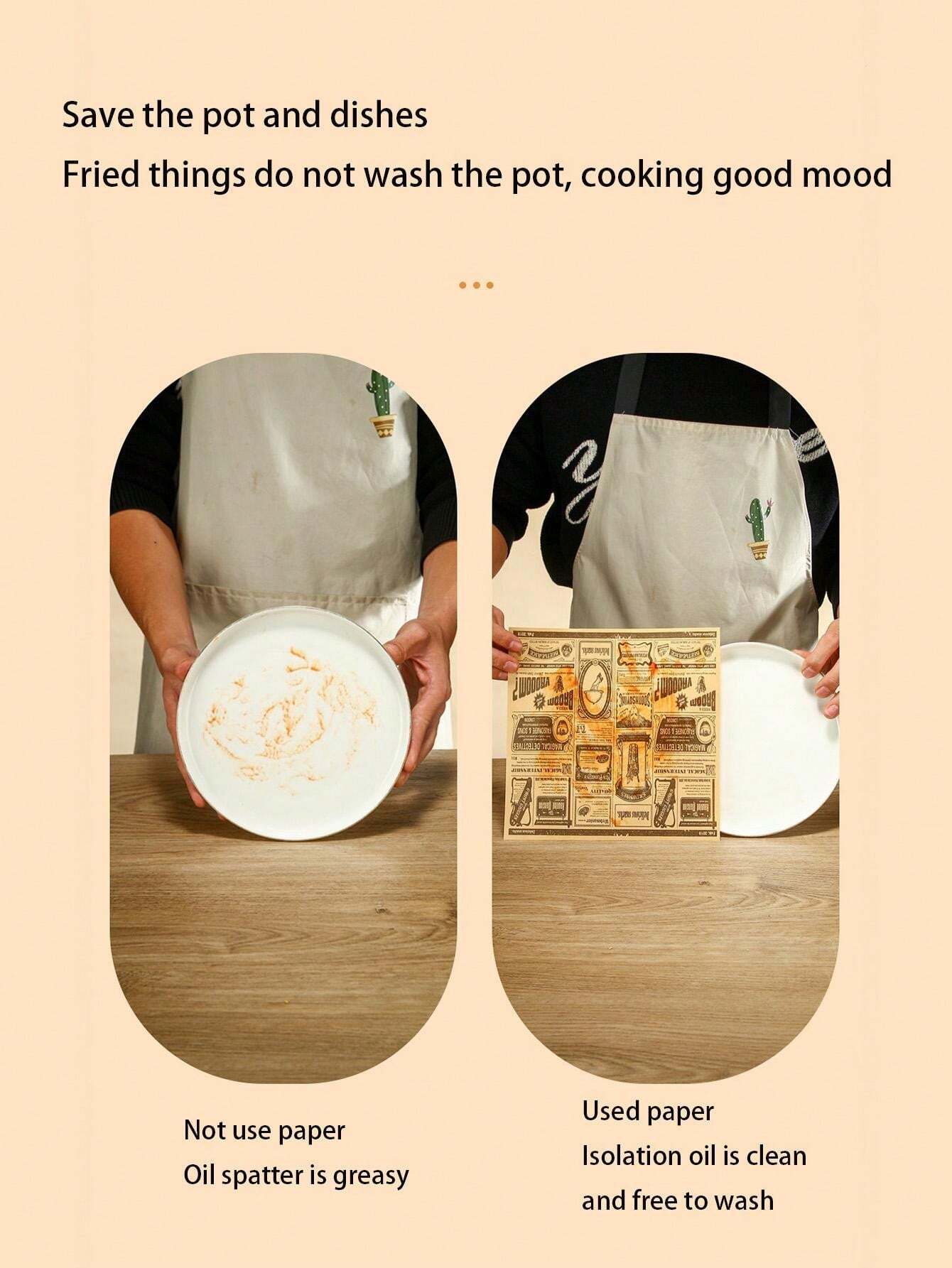 25pcs Vintage Grease-Proof Kraft Paper Liner, Thick Oil Absorbing Paper ...