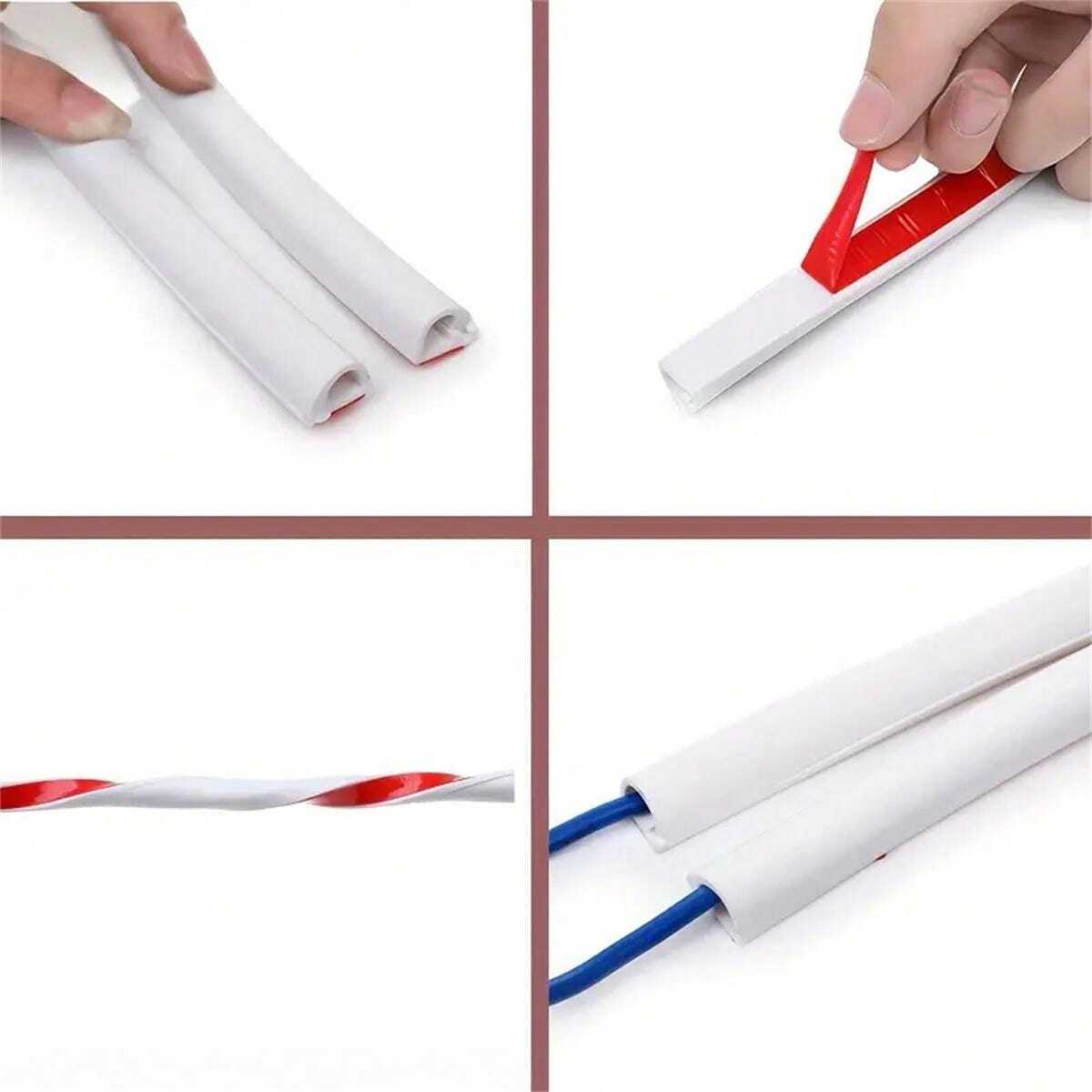 1pc 78.74inch Self-Adhesive Cable Management Strip - Sleek White Cord ...