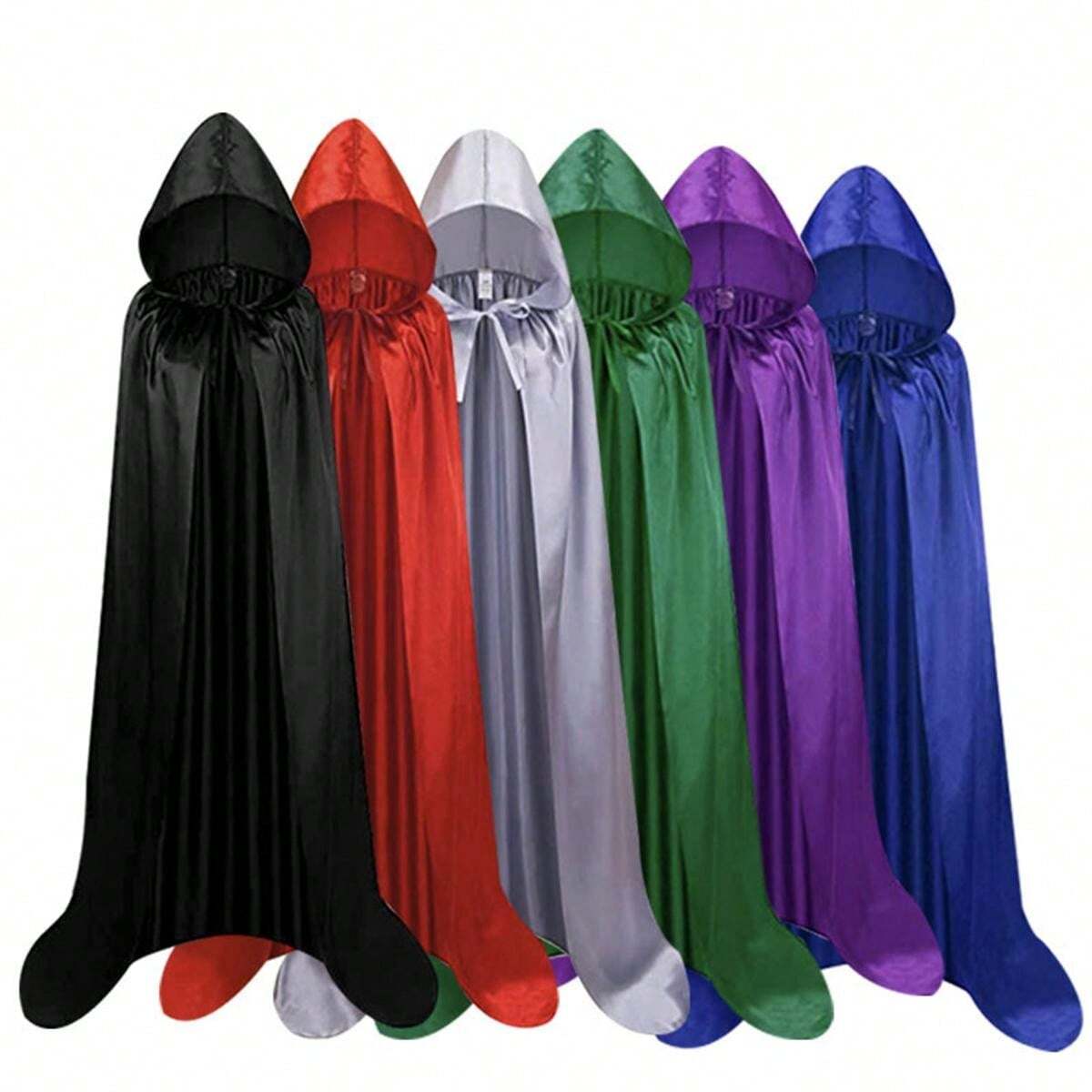 Halloween Cloak Adult Satin Fabric Grim Reaper Cloak Wizard Devil Cloak ...
