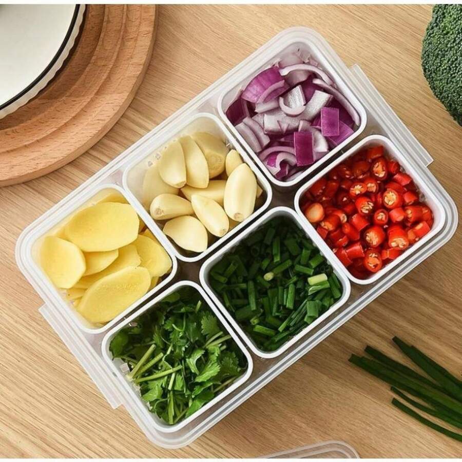 1 Set Multi-Functional Transparent Box Detachable Six Compartment Food ...