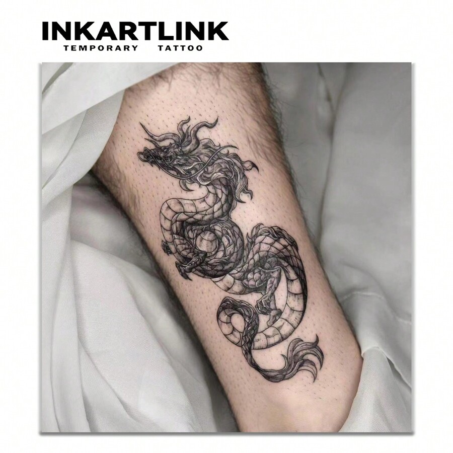 INKARTLINK INKARTLINK Revolutionary Technology Tattoo, Semi-Permanent Tattoo, Dragon, Realistic ...