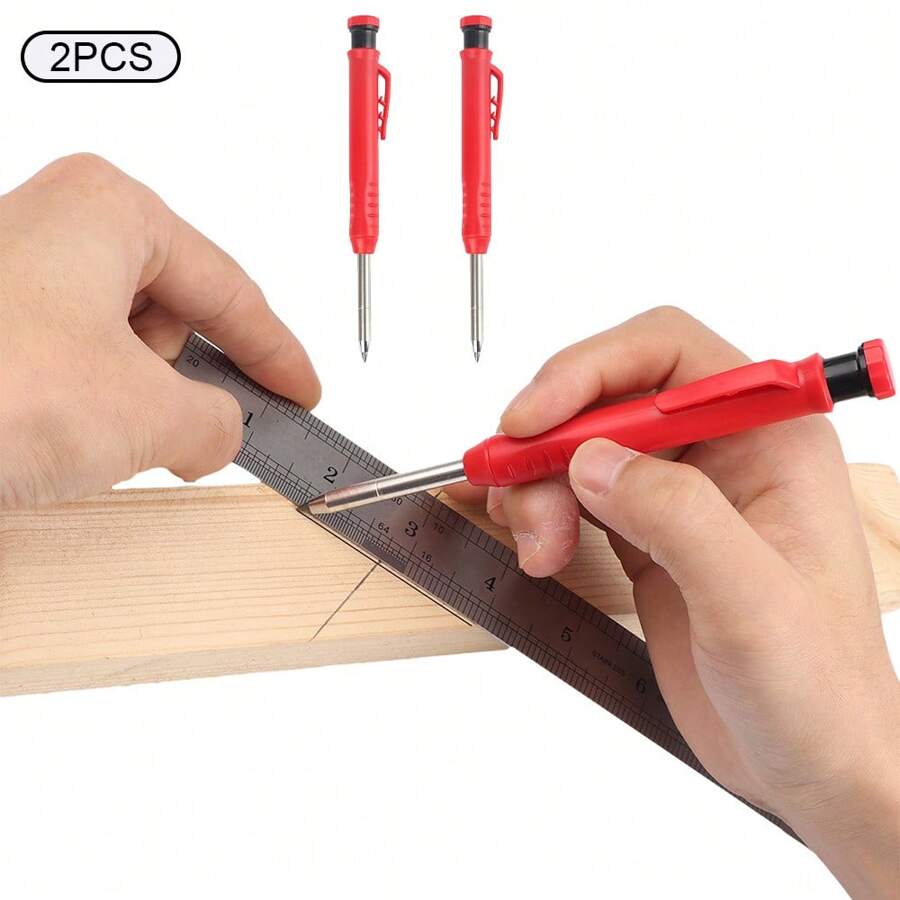 Solid Carpenter Pencil With Refill Lead Built Sharpener Deep Hole ...
