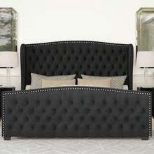 Platform Bed Frame, Velvet Upholstered Bed With Deep Button Tufted ...