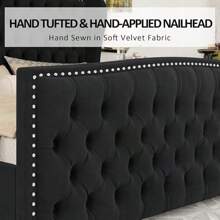 Platform Bed Frame, Velvet Upholstered Bed With Deep Button Tufted ...
