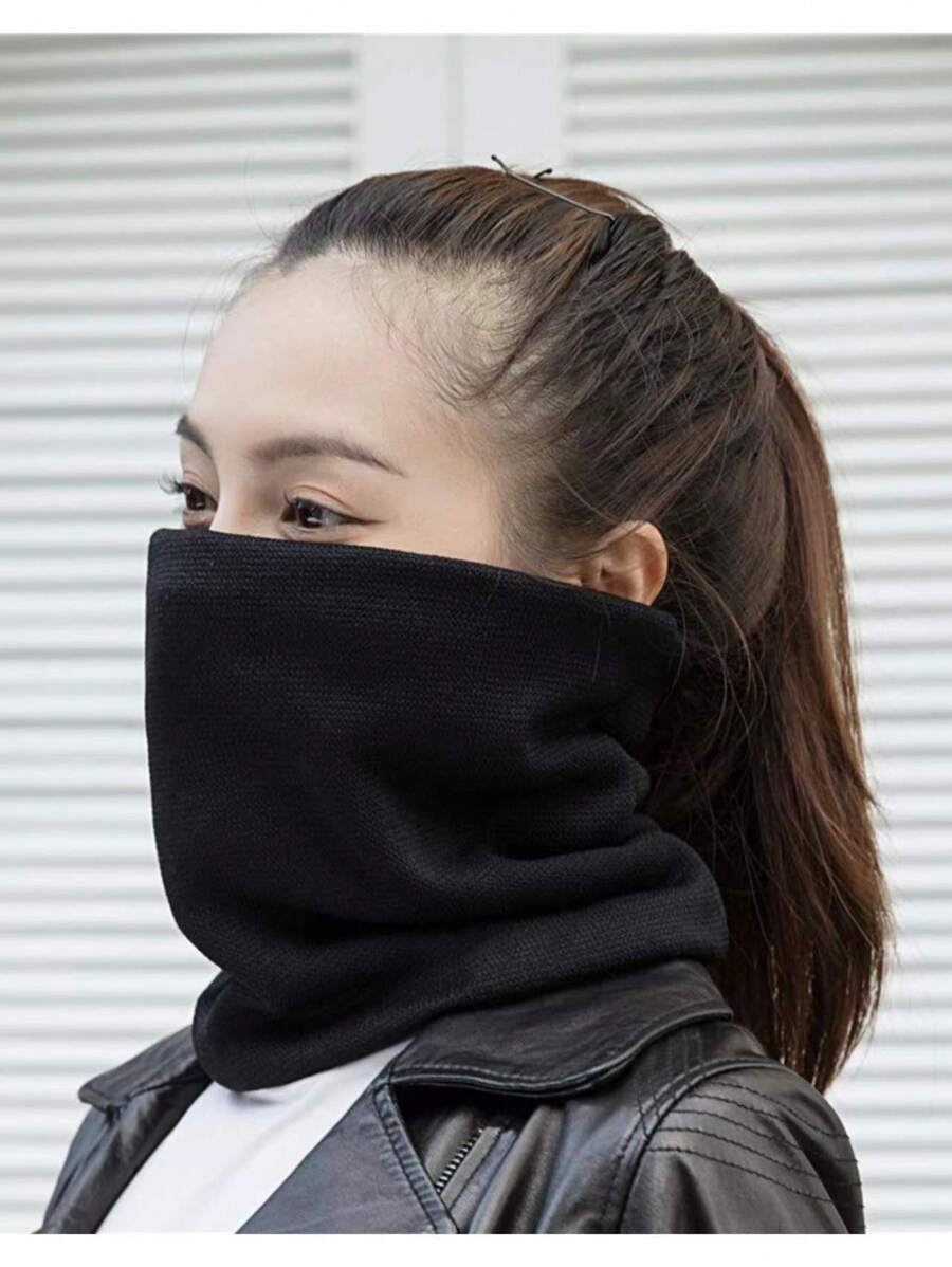 1pc Women Snood Black Winter Scarf For Men And Women, Thickening ...