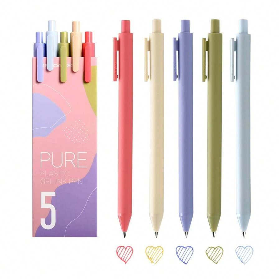 Pack Of 5 Pieces Colored Ink Pens Retractable Cute Pens For Note Taking ...