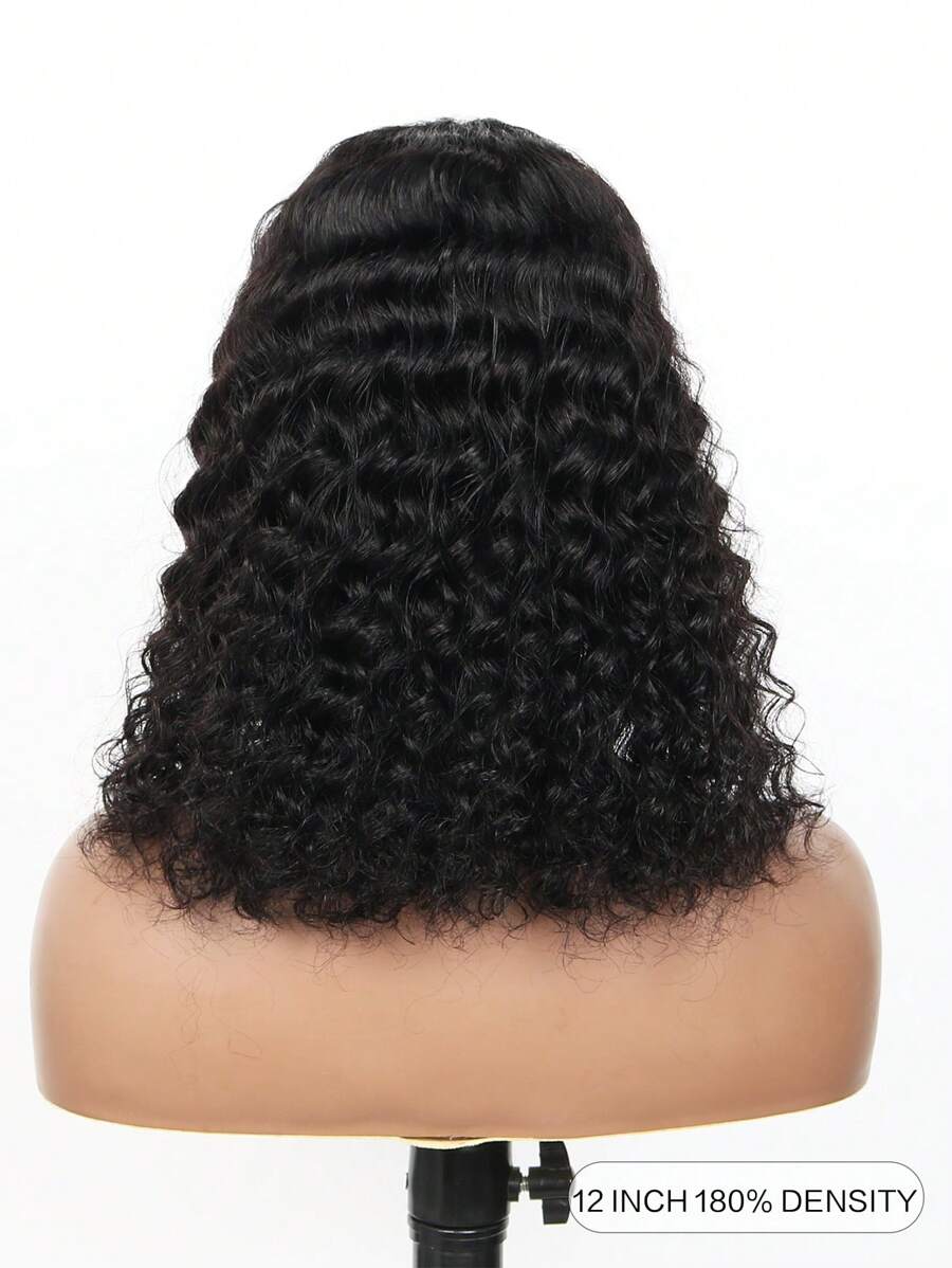 Perruque BOB frisée courte prête à porter et à emporter, cheveux humains sans colle, avec ...