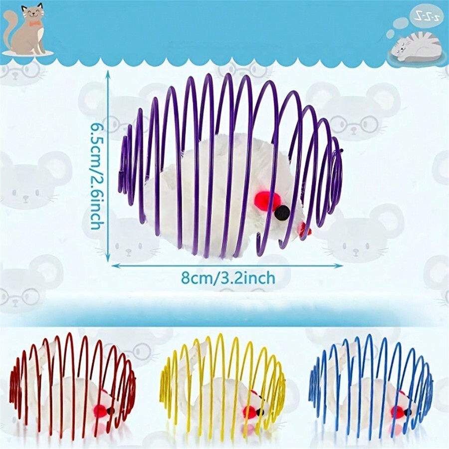 Stretchable Cat Spring Toys, Interactive Cat Toys Rotating Cat Ball ...