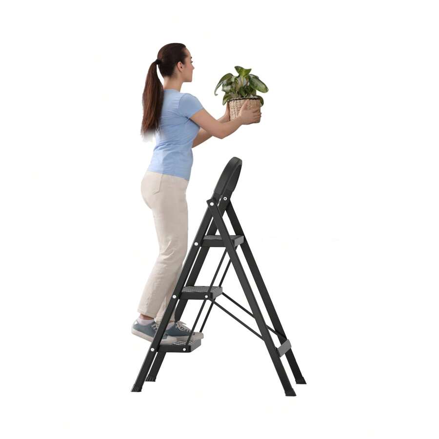 AYYUFE Step Ladder, 3 Step Ladder Folding Step Stool, Multi-Purpose ...