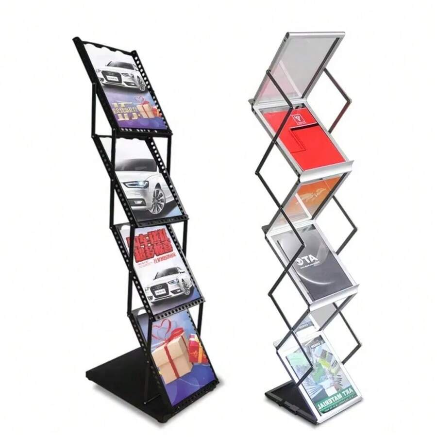 A4 Aluminum Alloy Folding Data Rack Vertical Newspaper Rack Acrylic ...