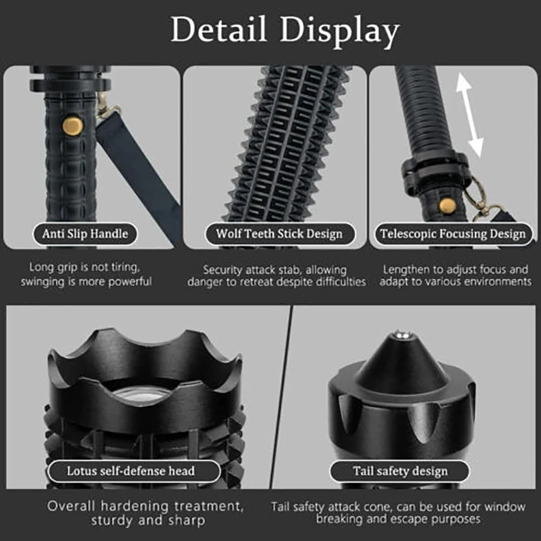 Super Bright LED Torch Tactical Flashlight USB Rechargeable Work Light ...