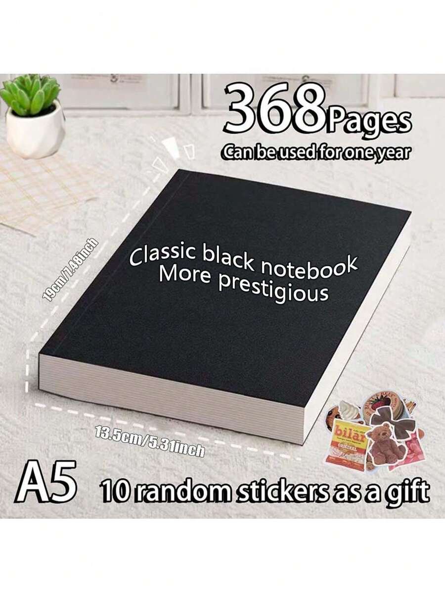 Classic Black Notebook, Versatile 80g Cream-Colored Japon Paper, 368 ...