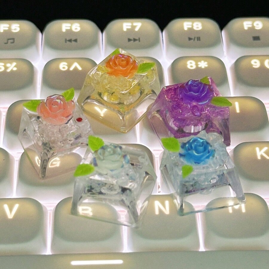1pc Handmade Translucent Sculpted Camellia Flower Keycaps, Renew Your ...