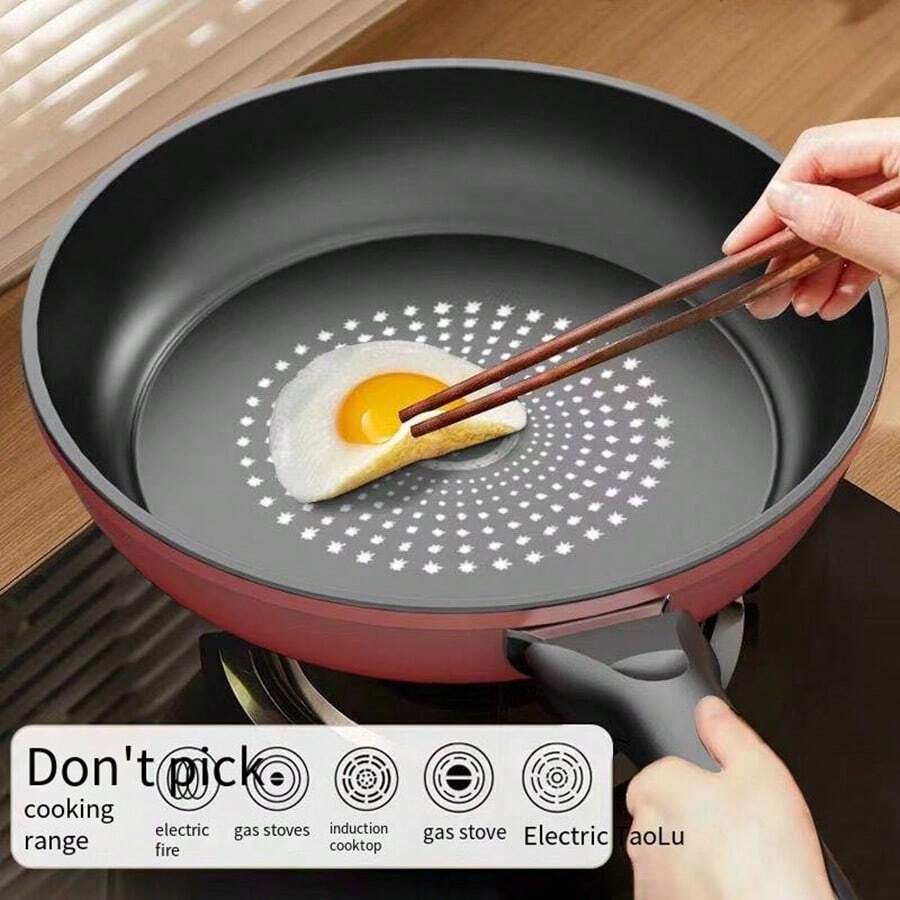Non-Stick Flat Frying Pan, Thicker Cookware, Smoke-Free, Suitable For ...