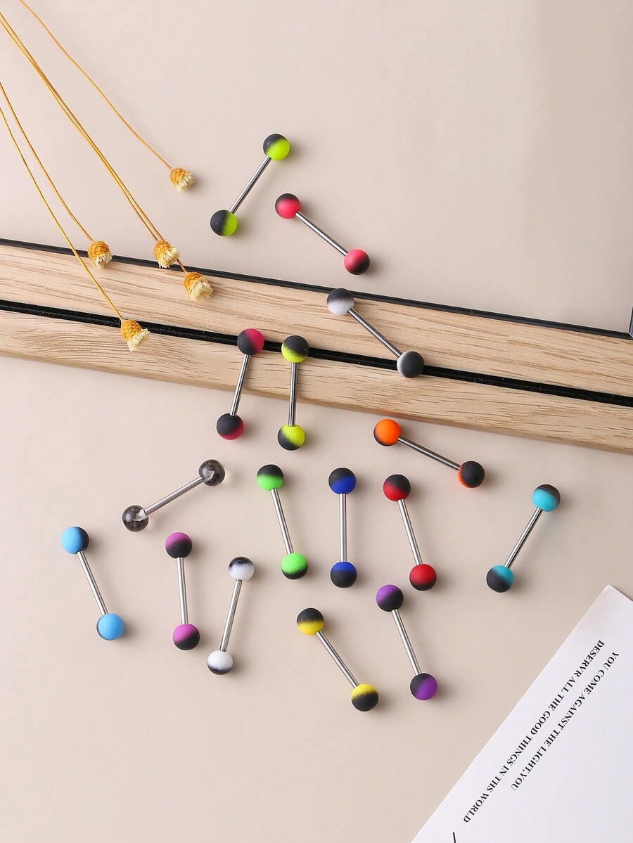 ปลอกเพชรชุด 15 ชิ้น มีสีรุ้ง สแตนเลสสตีลไร้สารก่อภูมิแพ้ ที่เจาะสะดือ ...