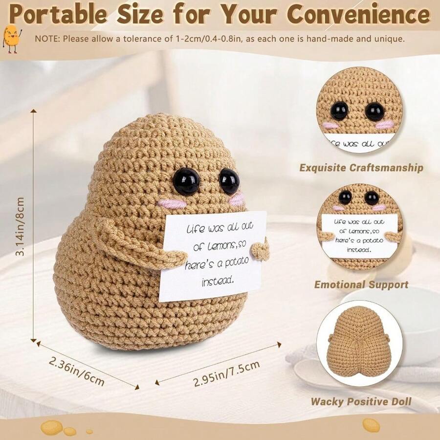 Positive Crocheted Potato With Affirmations Cards Emotional Crochet ...