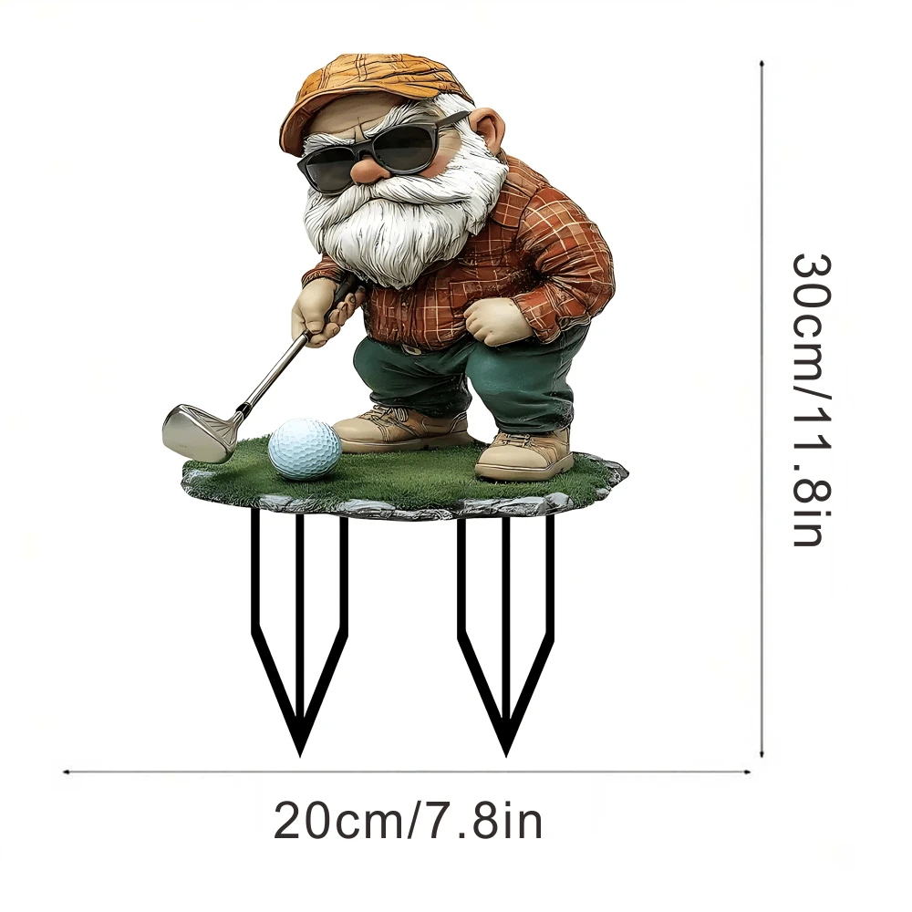 1pc Golf Figure Statue Garden Stake, 2D Acrylic Outdoor Lawn Decor Art ...