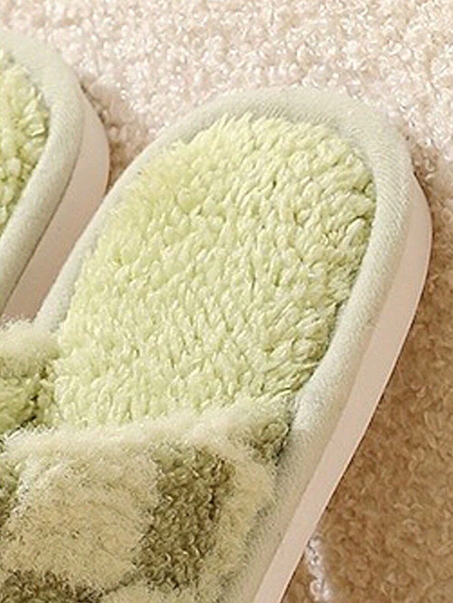 New Korean Style Plush Plaid Indoor Slippers, Warm And Anti-Slip ...