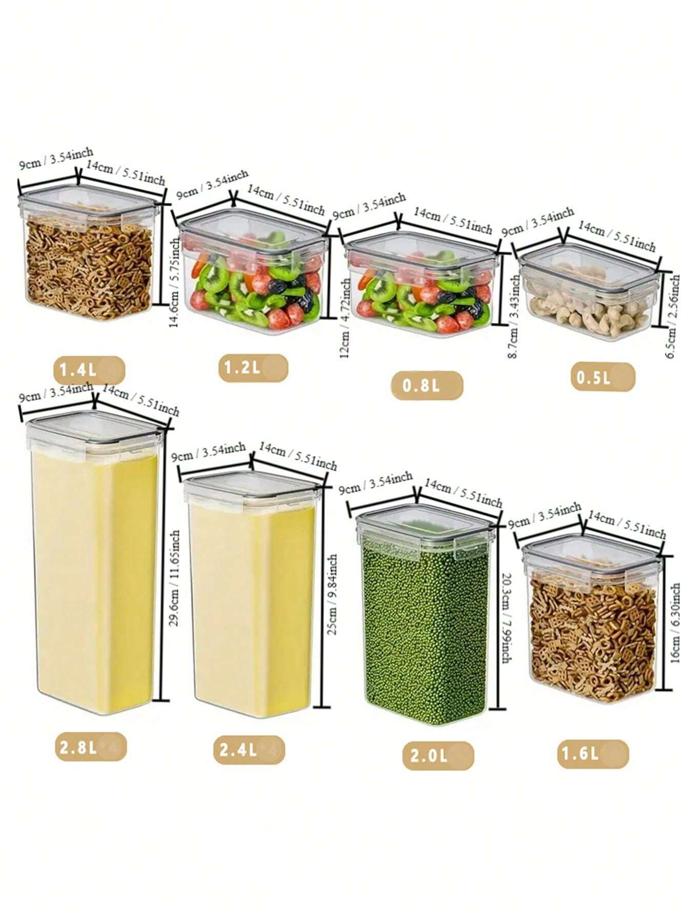 3/7/15/18/24/28pcs Food Cans And Packaging Cans, Plastic Airtight Food ...