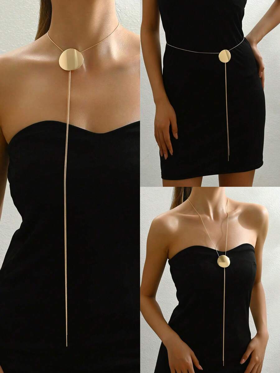 1pc Adjustable Gold-Colored Metal Serpentine Chain, Can Be Worn As ...