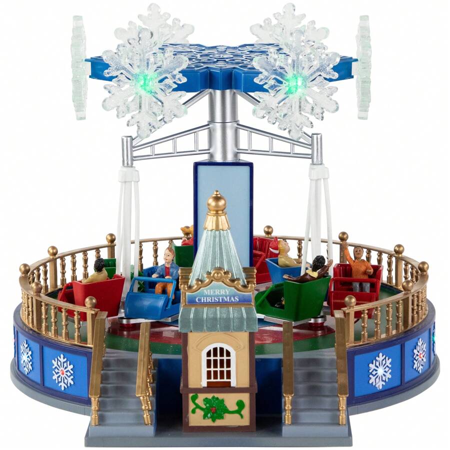 LED Lighted Animated And Musical Carnival Ride Christmas Village ...